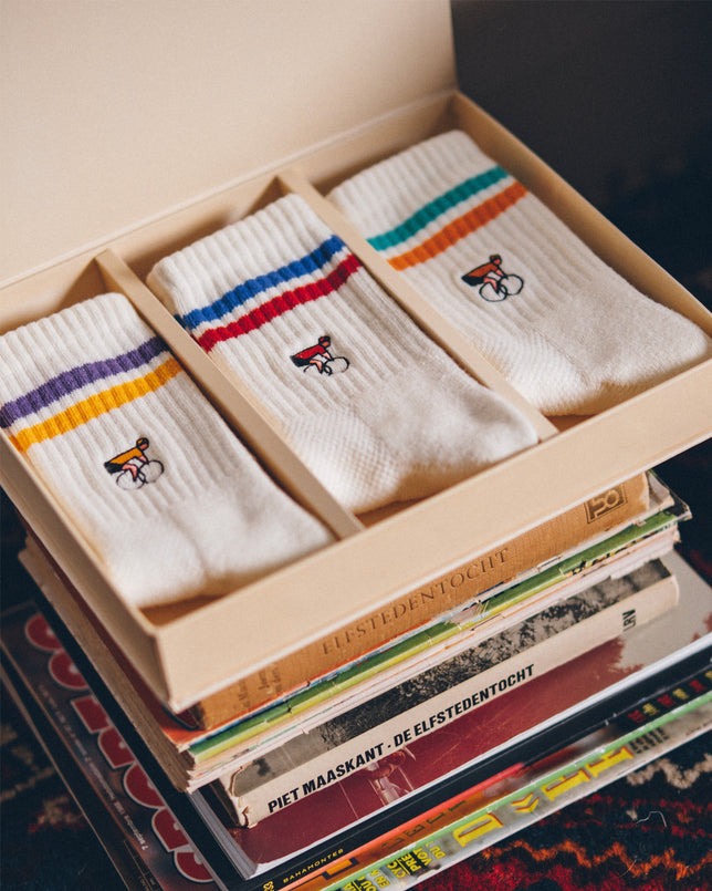 Gift Box socks - Ivory Mixed Stripes